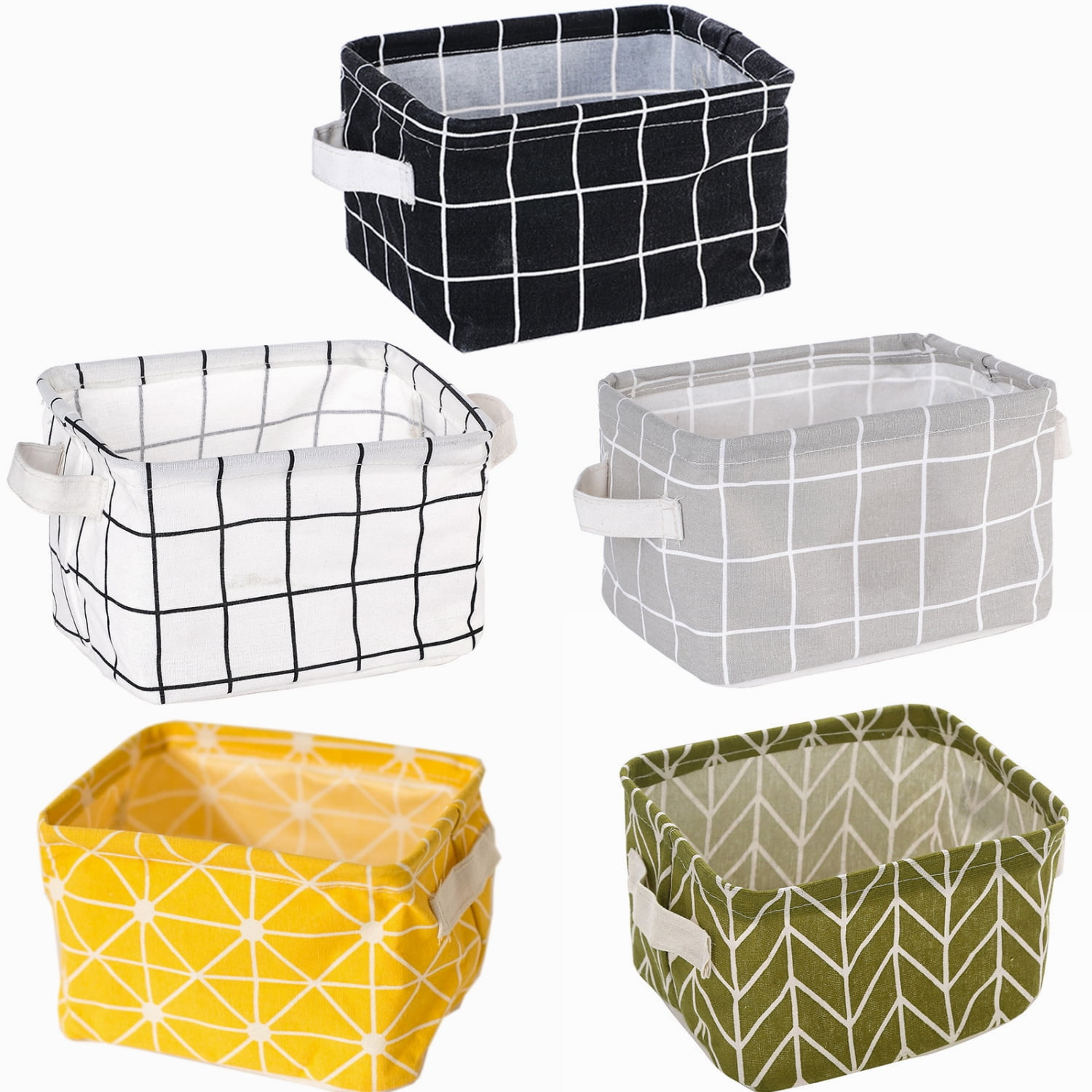 Artrylin 5 Pack Mini Canvas Storage Bins - Foldable Waterproof ...