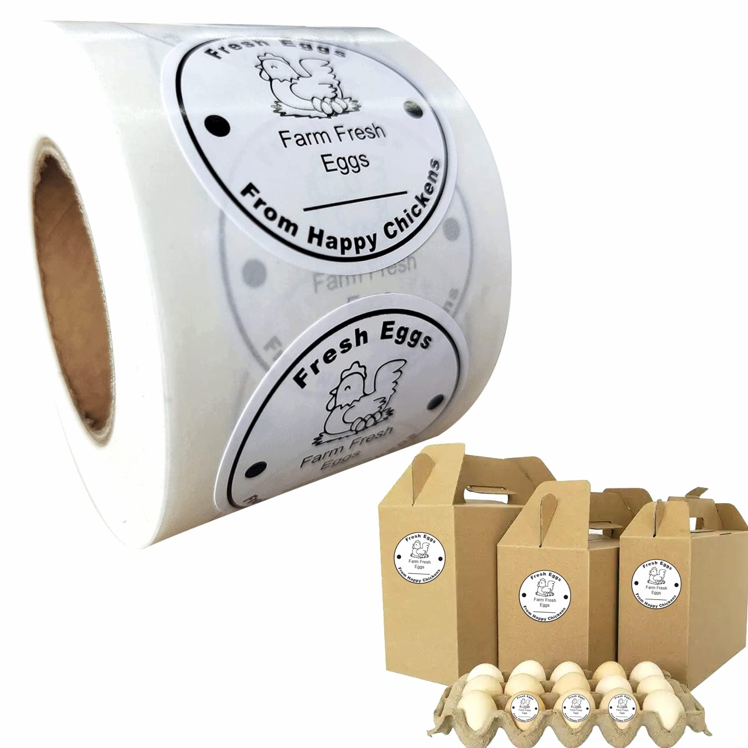 Artrylin 500 Pcs Farm Fresh Eggs Carton Labels 1.5 inch Round Self ...
