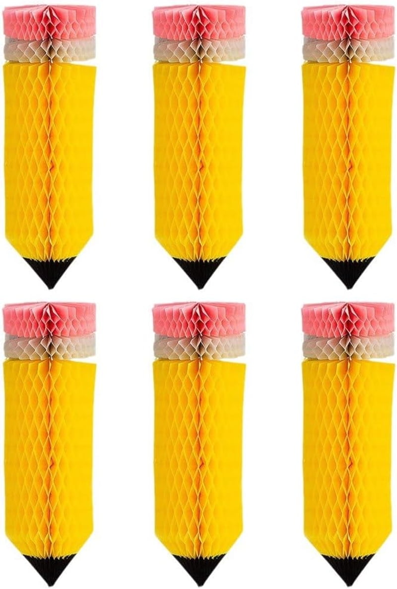 Artrylin 6Pcs Back to School Decorations Hanging Honeycomb Pencil ...