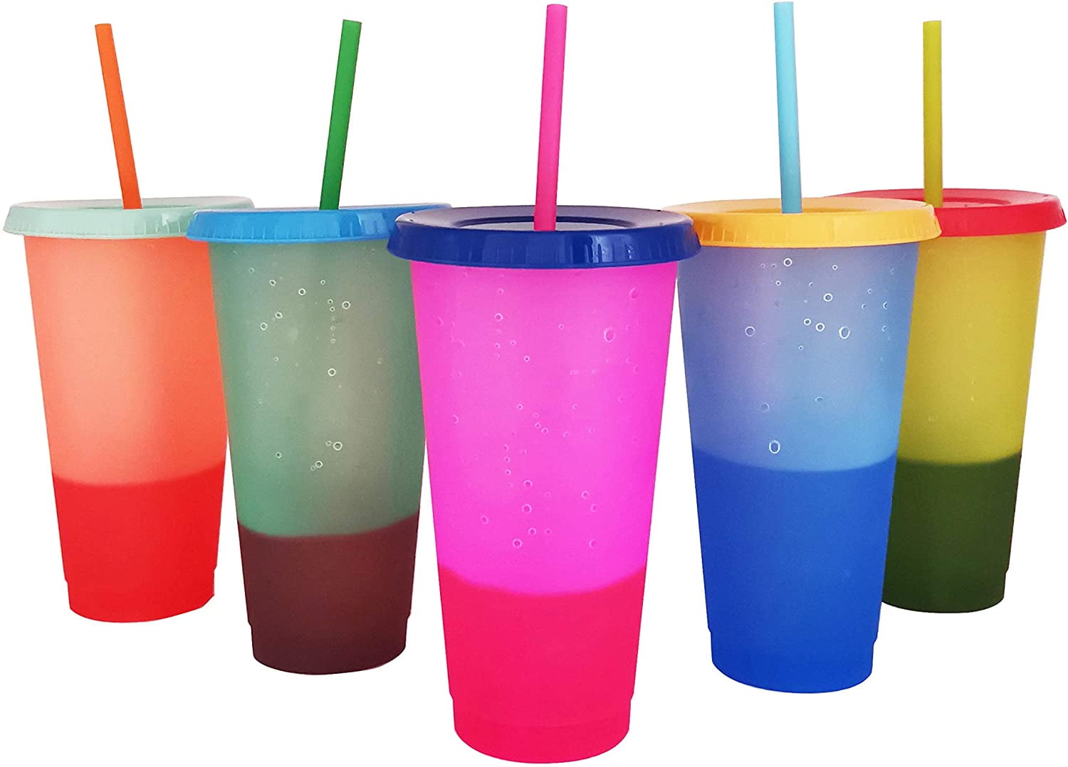 Artrylin Color Changing Cups with Lids 24 oz Reusable Plastic Color ...