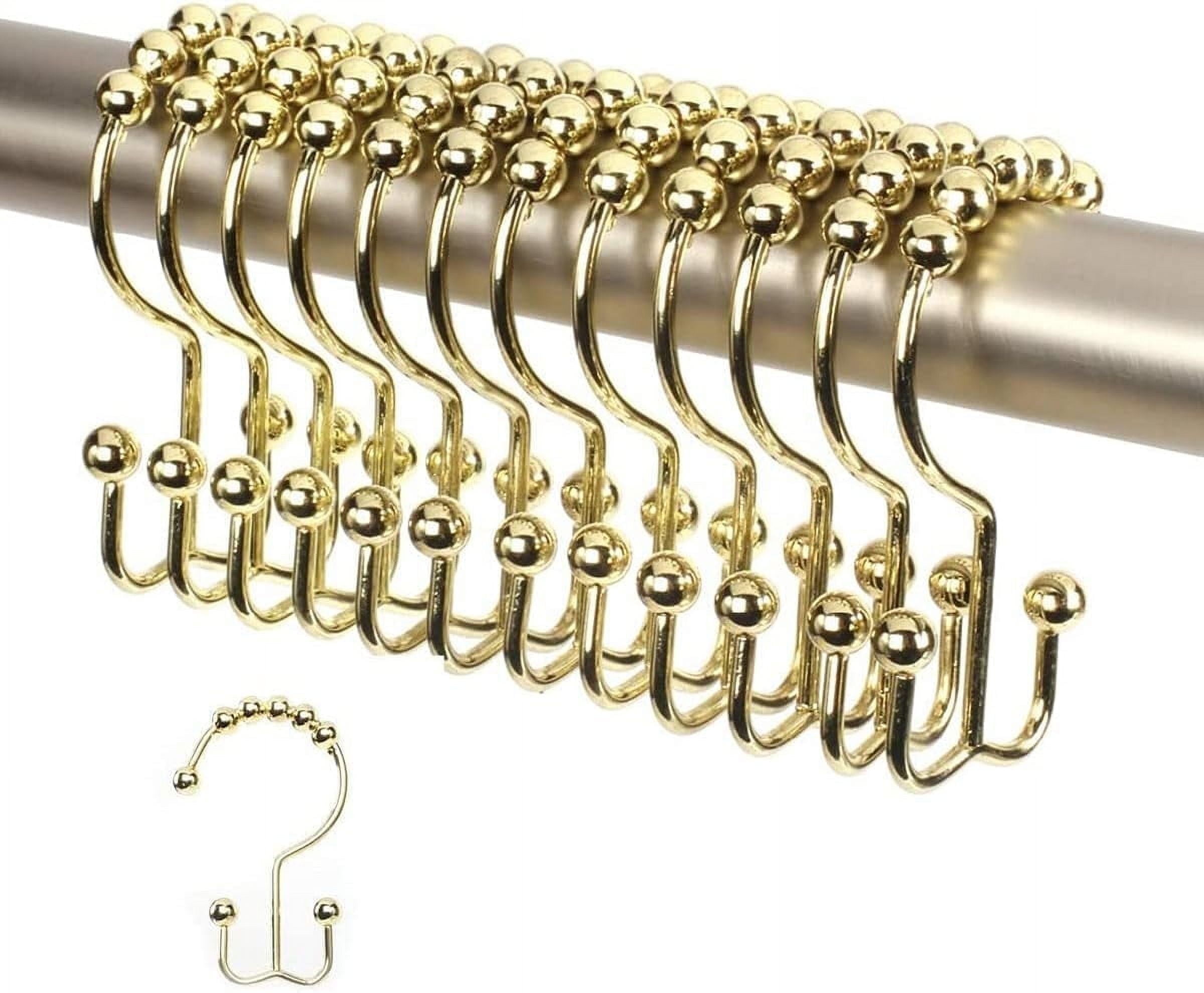 Cribun Rustproof Stainless Steel Double Head Shower Curtain Hooks, Easy ...