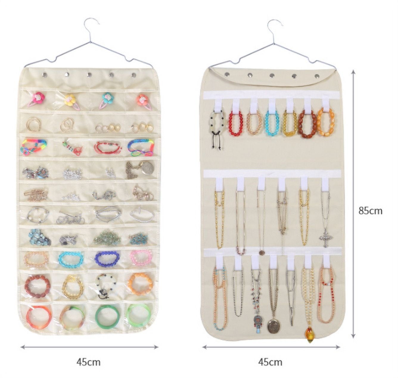 Artrylin Hanging Jewelry Organizer, 40 Pockets and 20 Tape Hook Jewelry ...