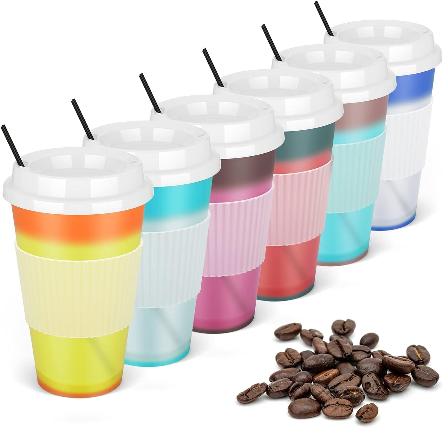 Artrylin Hot Color Changing Cups Reusable Cups with Lids and Silicone ...
