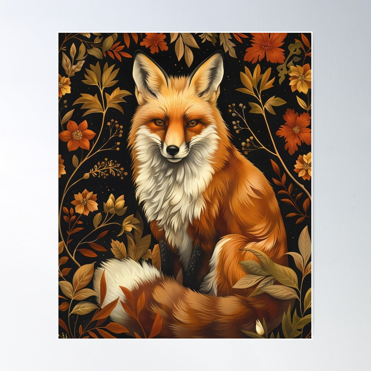 Arts And Crafts Red Fox Poster Wall Art, Modern Wall Decor For Living ...