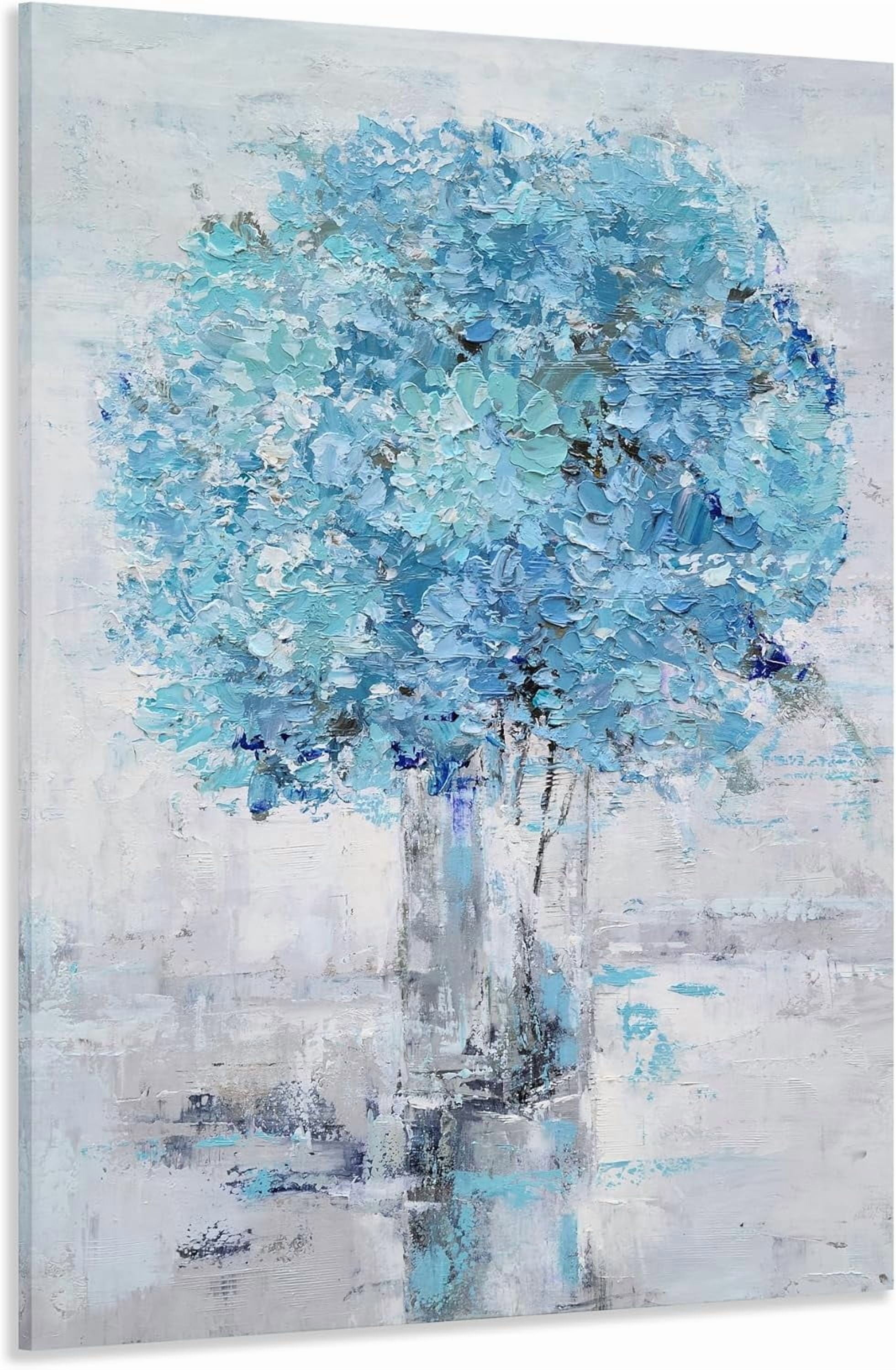 Arts Big Blue Flower Wall Art - Hand Painted Hydrangeas Painting on ...