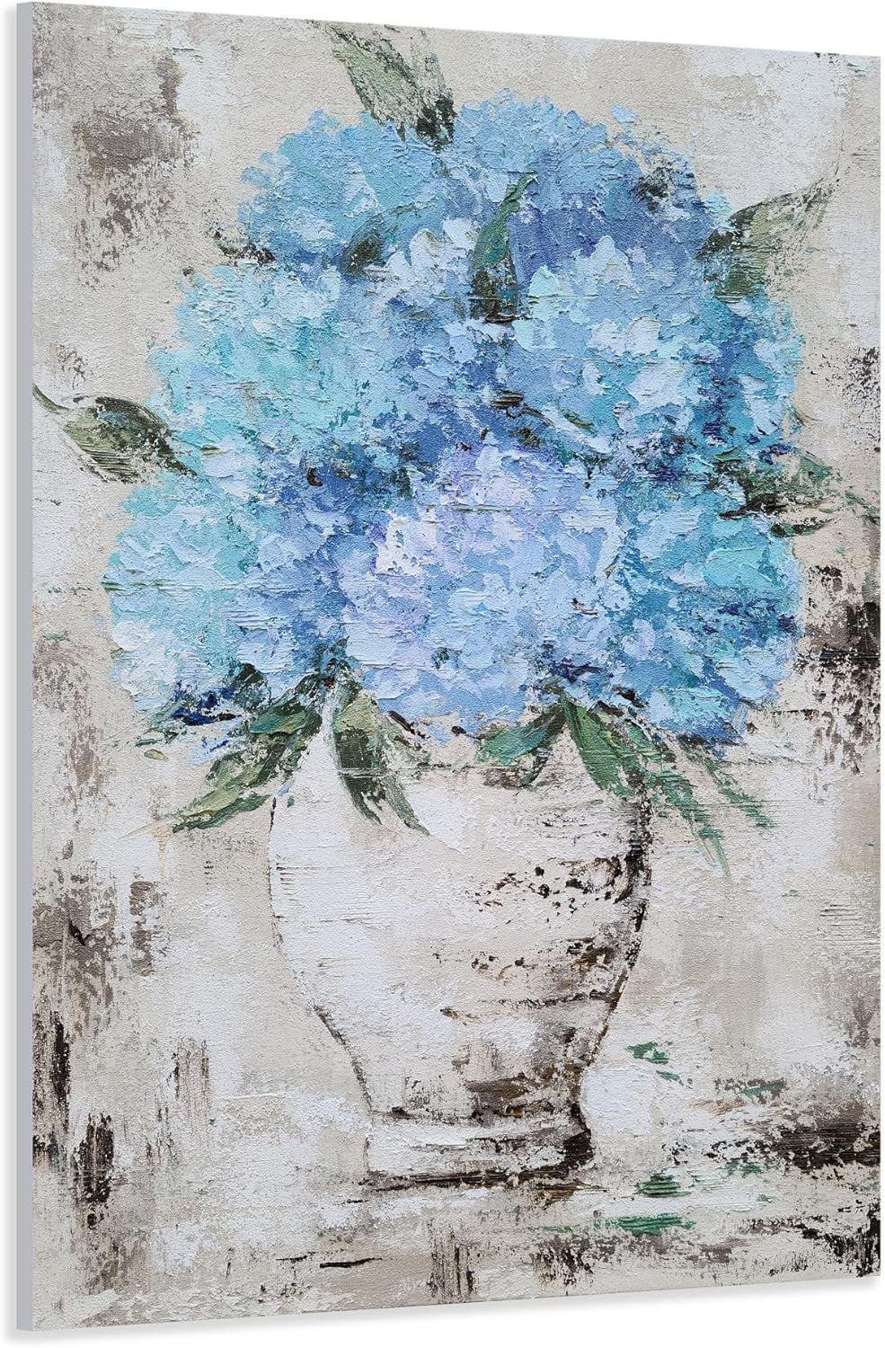 Arts Big Blue Flower Wall Art - Hand Painted Hydrangeas Painting on ...