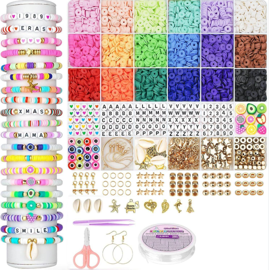 Arts and Crafts Clay Bracelet Making Kit with 5200 Pieces, Beads for ...