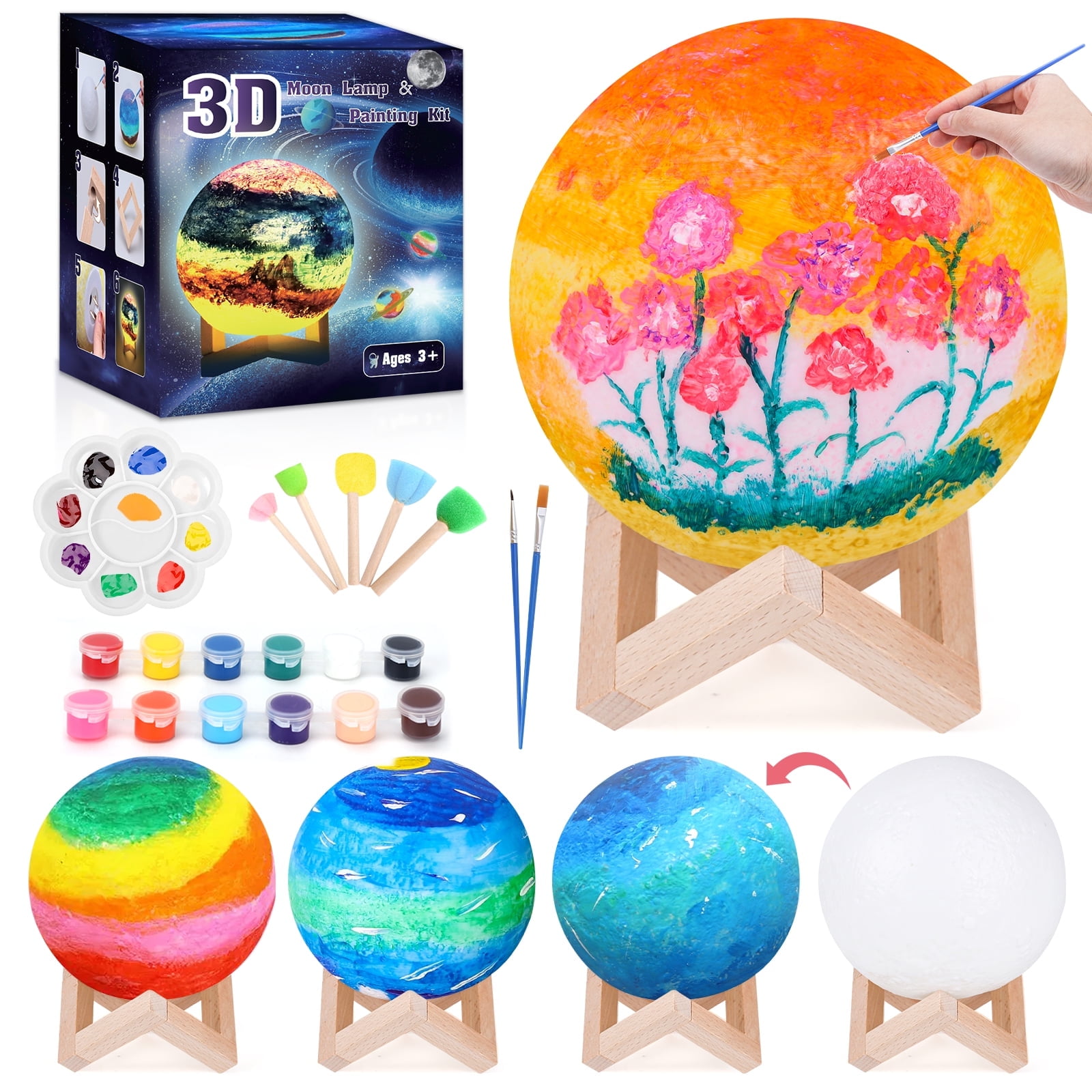 Arts and Crafts for Kids Ages 8-10-12 Paint Your Own Moon Lamp Kit for 8-9-10-11-12 DIY 3D Space ...