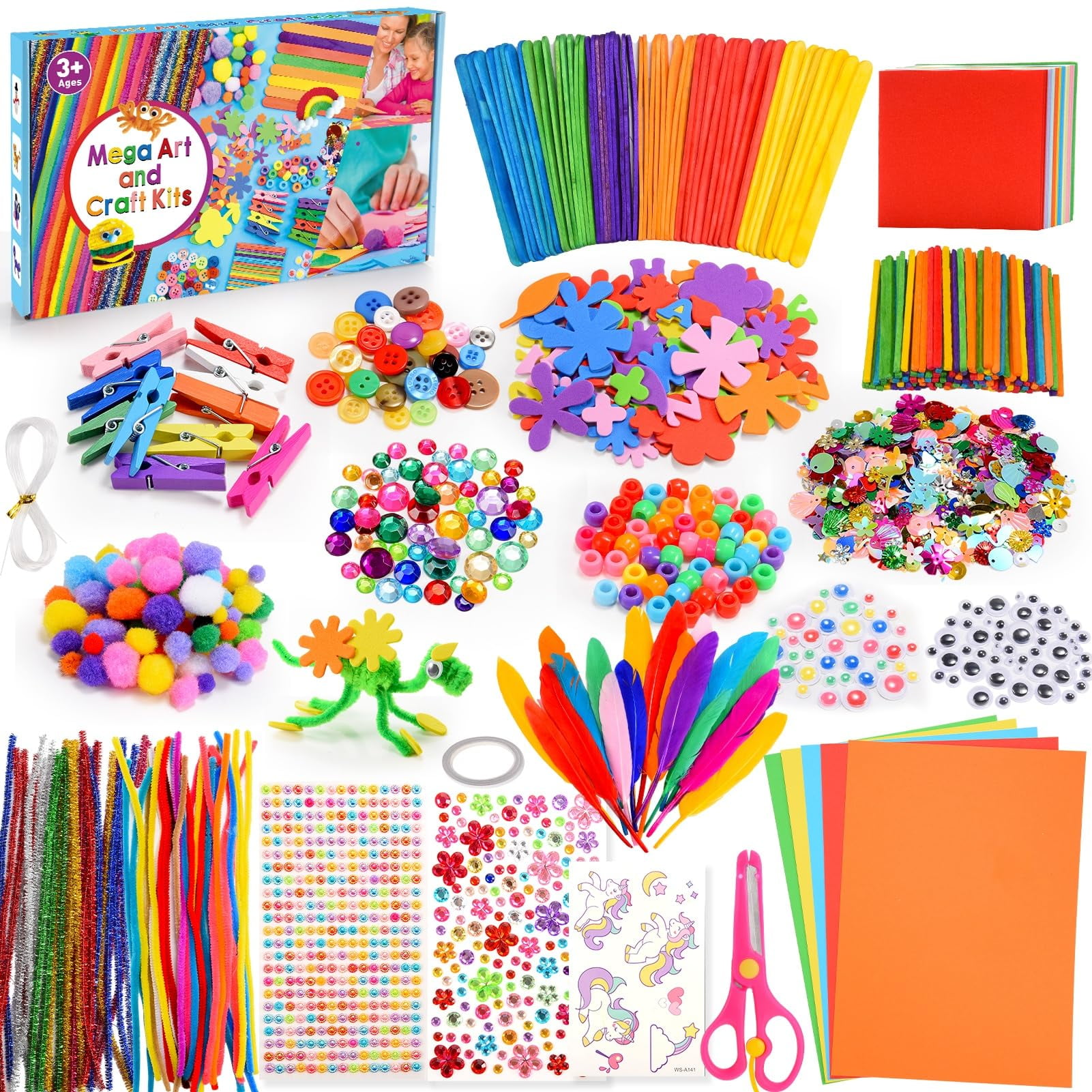 Arts and Crafts Kits for Kids Ages 3 4 5 6 7 8 9, 1800Pcs+ DIY Craft ...