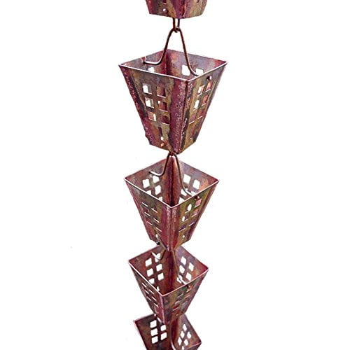Arts & Crafts Square Cups Rain Chain with Installation Kit (16 Foot ...