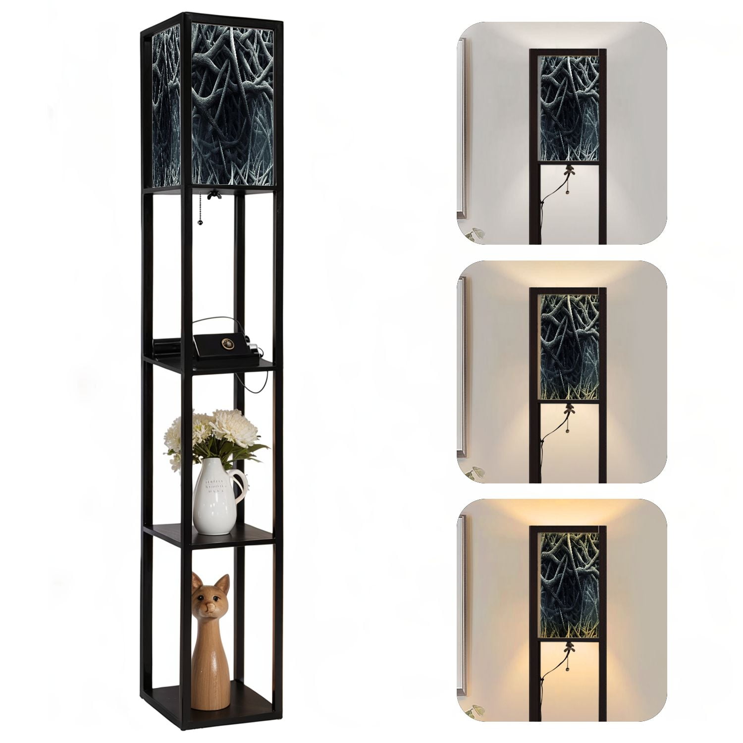 Arts Floor Lamp with Shelves Corner Bookshelf Lamp for Living Room ...