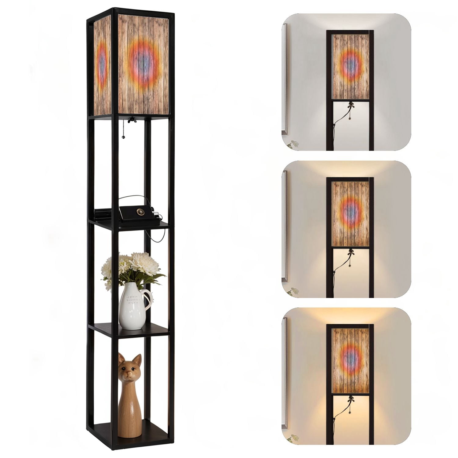 Arts Floor Lamp with Shelves Corner Bookshelf Lamp for Living Room ...