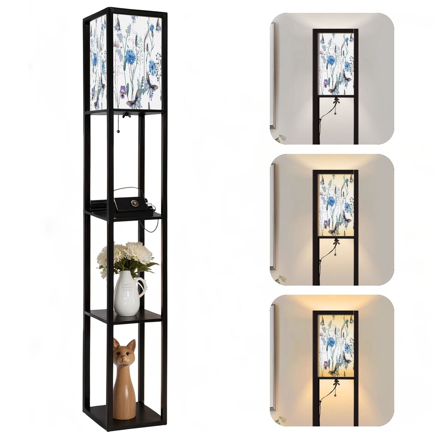 Arts Floor Lamp with Shelves Corner Bookshelf Lamp for Living Room ...