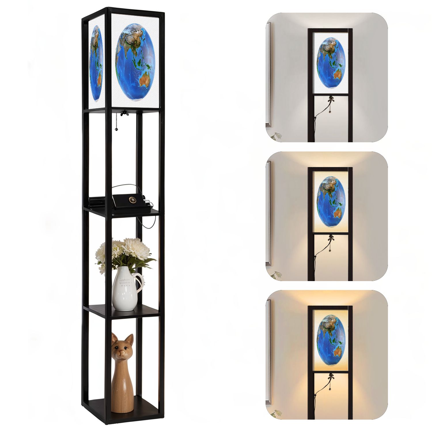 Arts Floor Lamp with Shelves Corner Bookshelf Lamp for Living Room ...