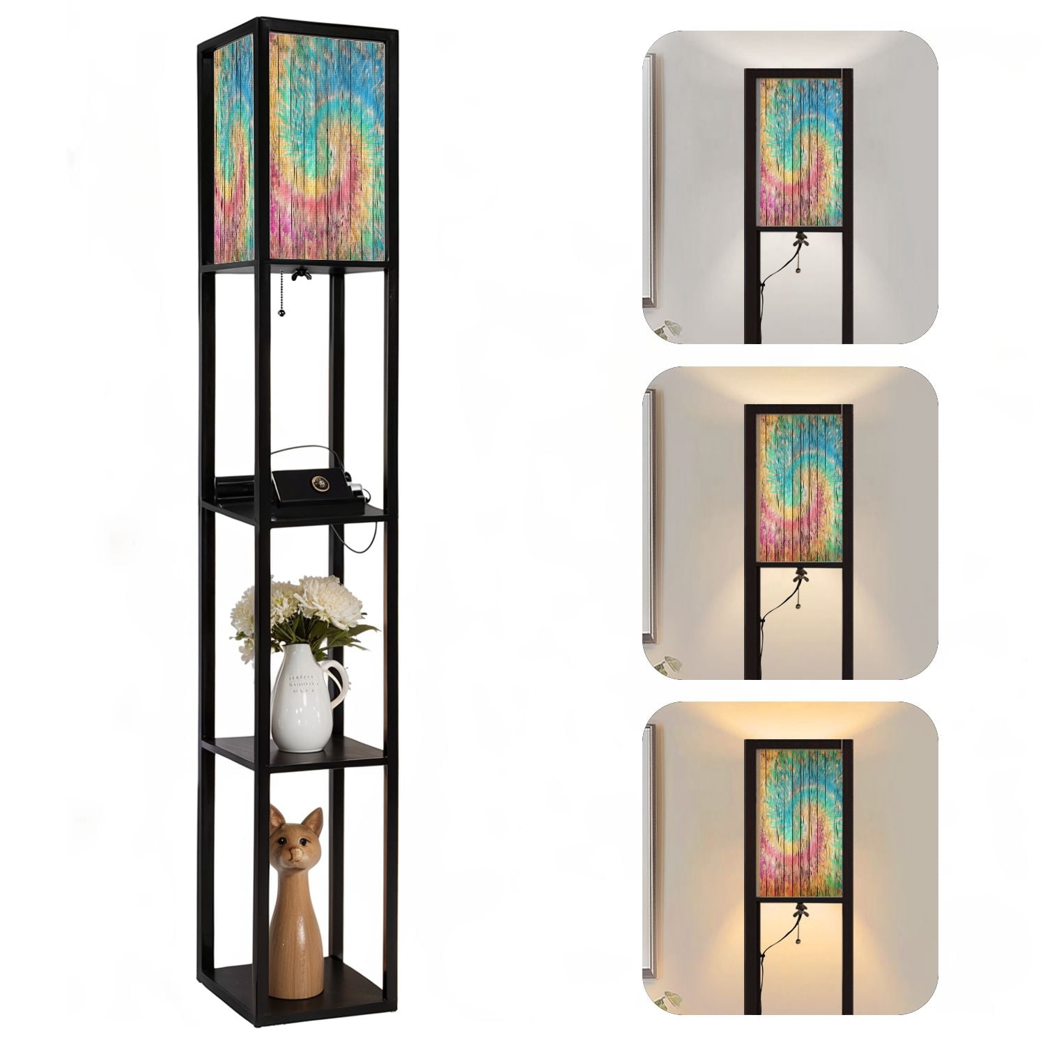 Arts Floor Lamp with Shelves Corner Bookshelf Lamp for Living Room ...
