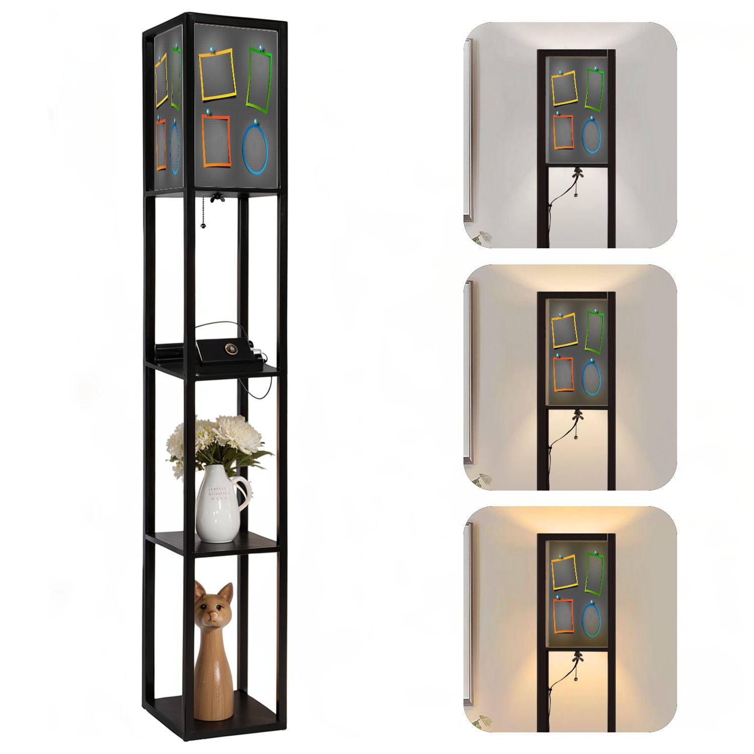 Arts Floor Lamp with Shelves Corner Bookshelf Lamp for Living Room ...