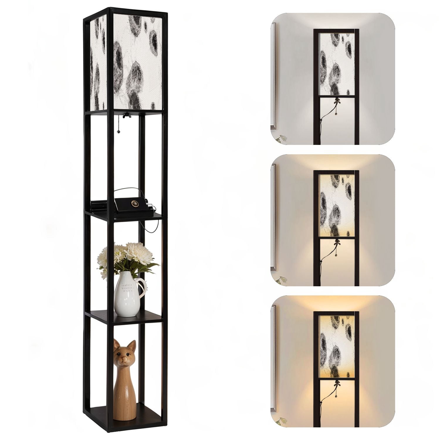 Arts Floor Lamp with Shelves Corner Bookshelf Lamp for Living Room ...