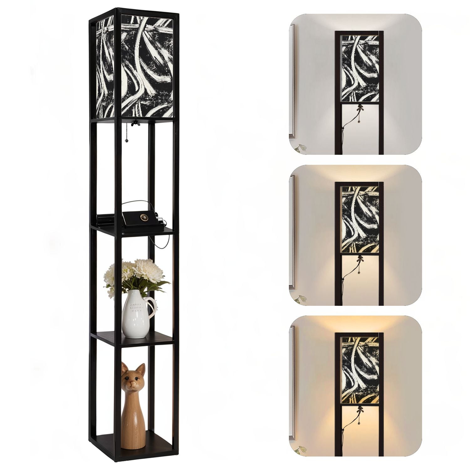 Arts Floor Lamp with Shelves Corner Bookshelf Lamp for Living Room ...