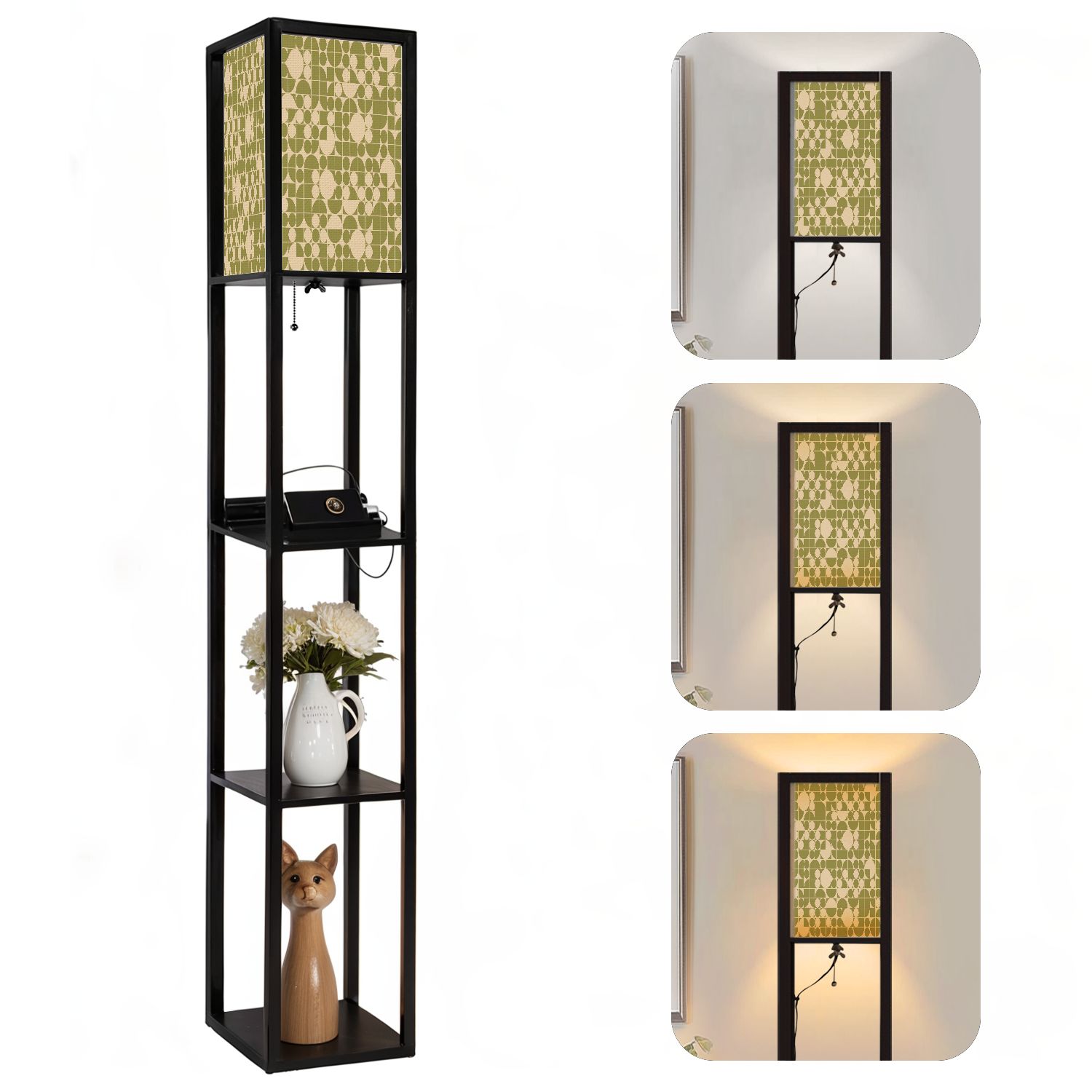 Arts Floor Lamp with Shelves Corner Bookshelf Lamp for Living Room ...
