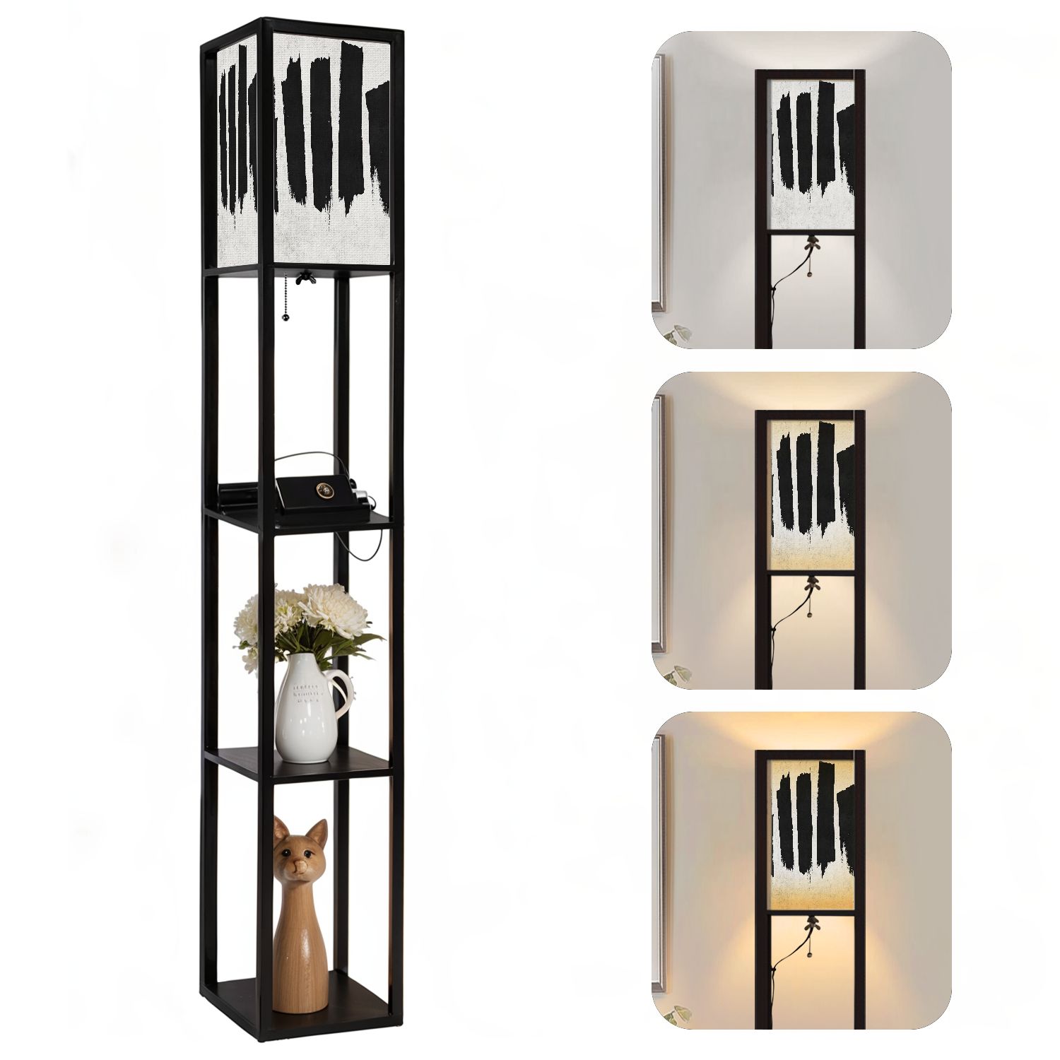Arts Floor Lamp with Shelves Corner Bookshelf Lamp for Living Room ...