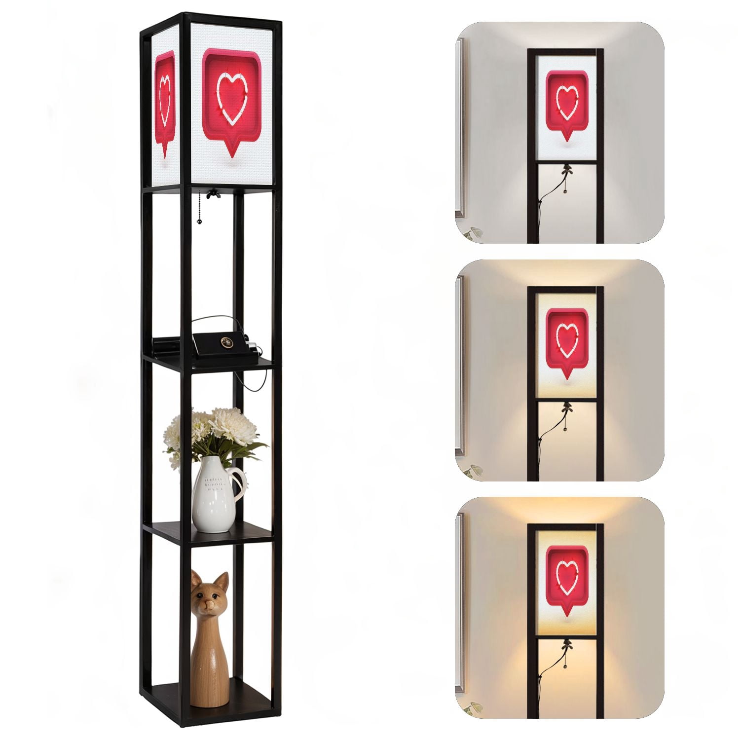 Arts Floor Lamp with Shelves Corner Bookshelf Lamp for Living Room ...