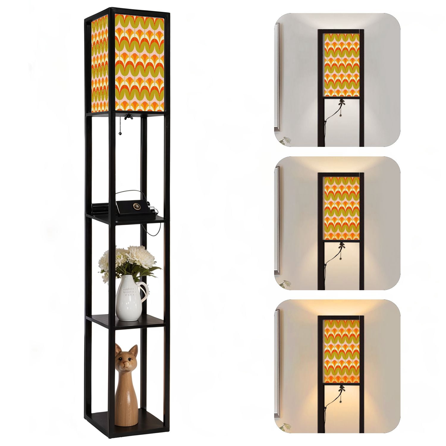 Arts Floor Lamp with Shelves Corner Bookshelf Lamp for Living Room ...