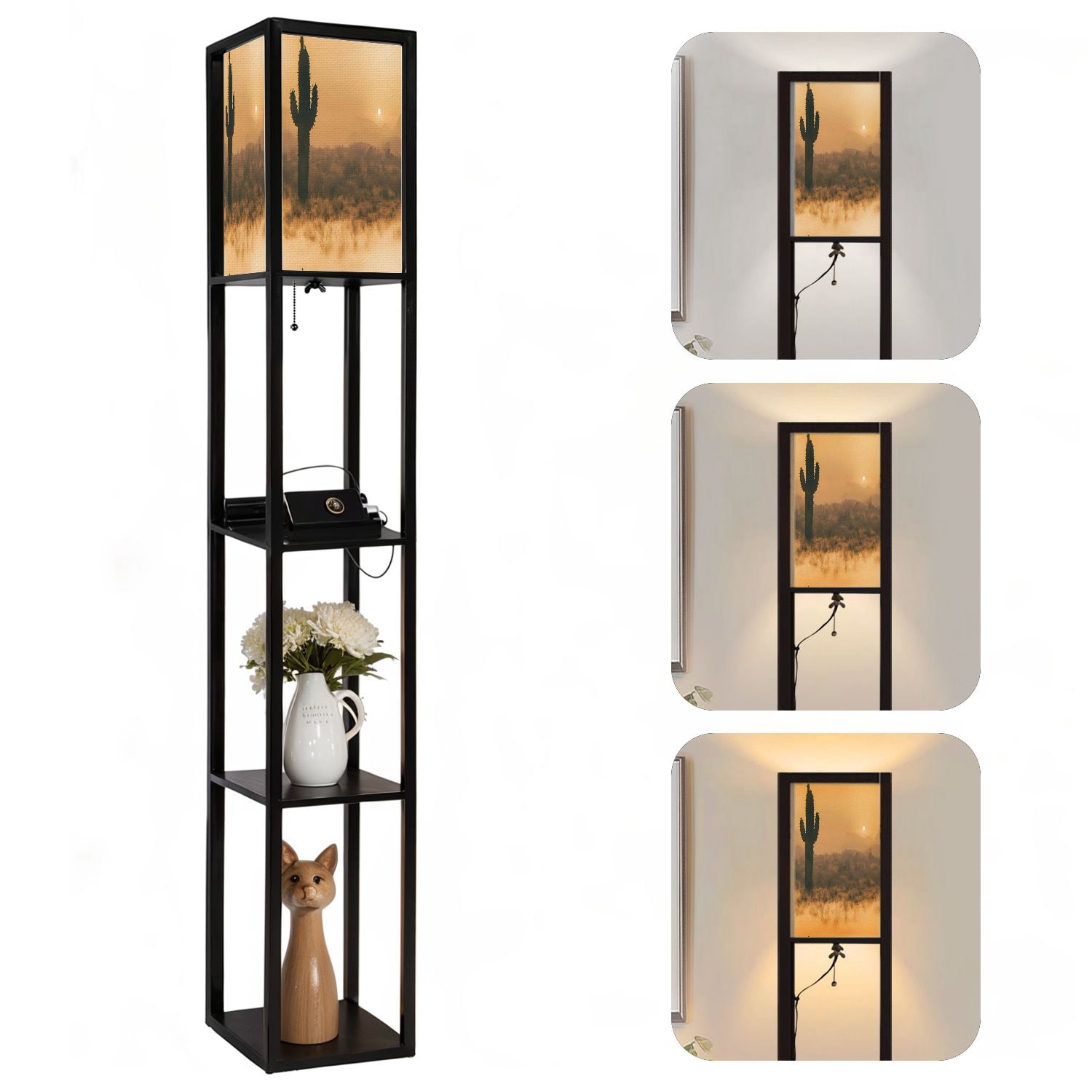 Arts Floor Lamp with Shelves Corner Bookshelf Lamp for Living Room ...