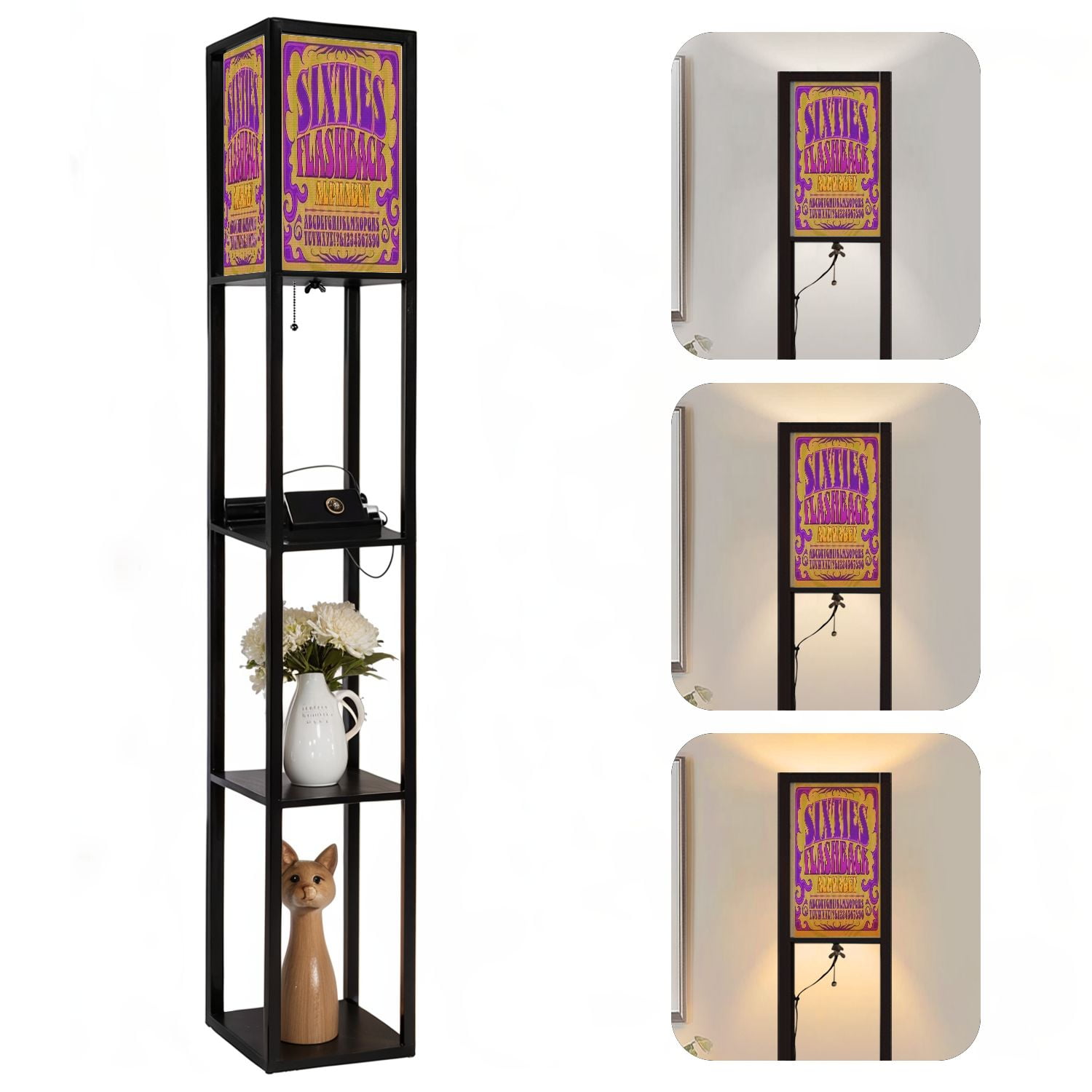 Arts Floor Lamp with Shelves Corner Bookshelf Lamp for Living Room ...