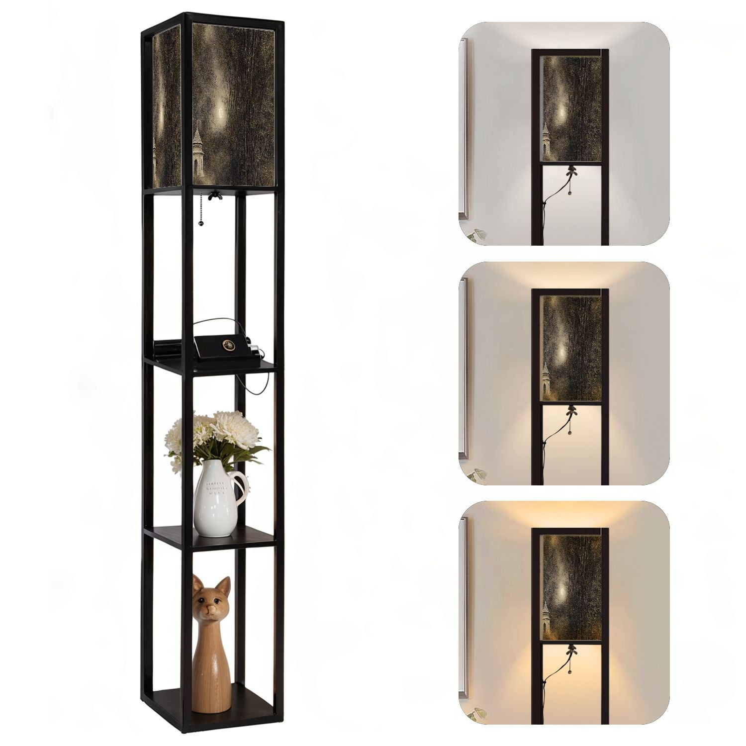 Arts Floor Lamp with Shelves Corner Bookshelf Lamp for Living Room ...