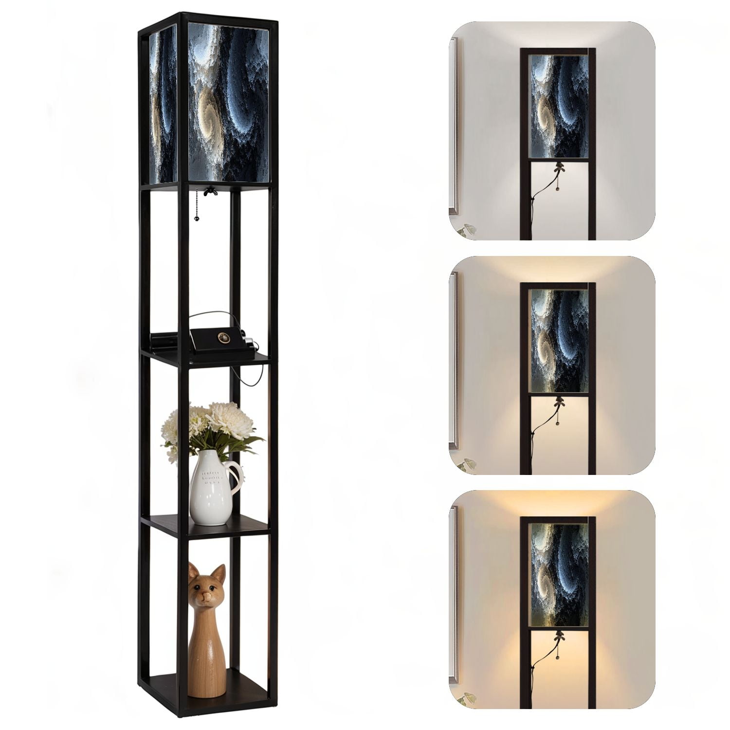 Arts Floor Lamp with Shelves Corner Bookshelf Lamp for Living Room ...