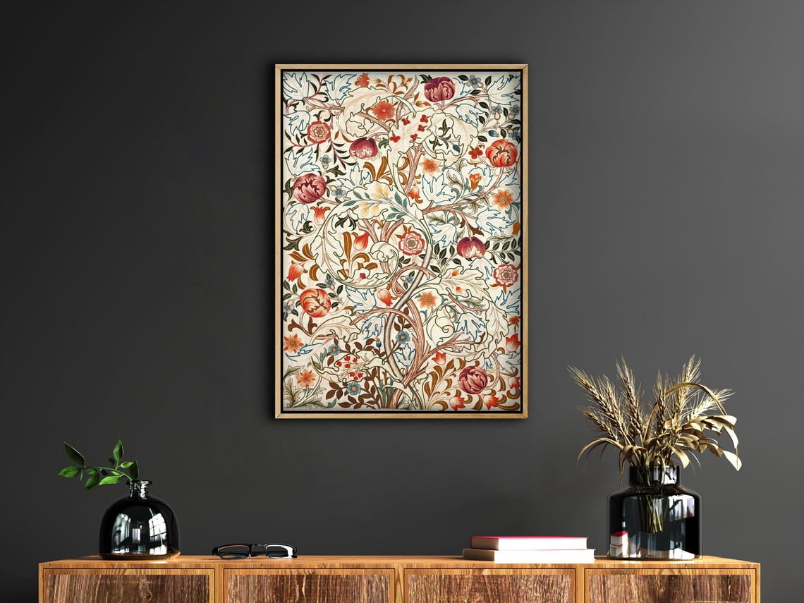 Arts and Crafts Botanical Flower Textile Pattern Antique William Morris ...