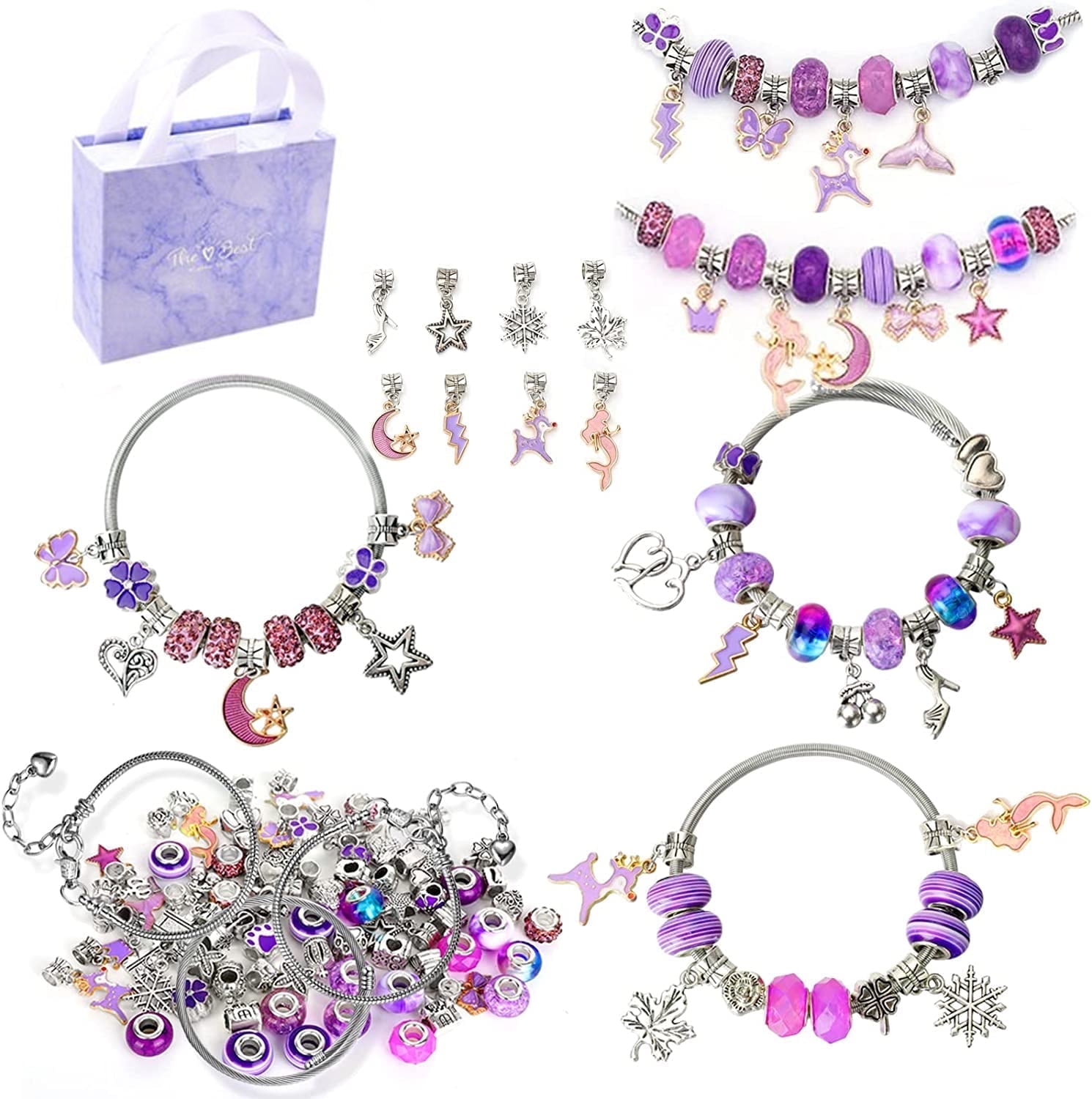 Arts and Crafts DIY Jewelry Maker Set for Kids, Beads Bracelets and ...