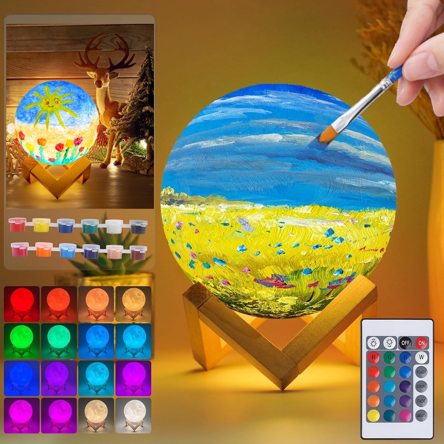 Arts and Crafts Kit for Kids, DIY Moon Light Kit with Color Changing ...