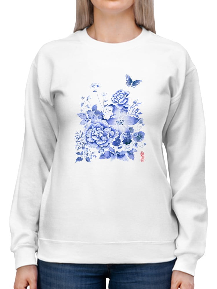 Artshine Blue And White Floral Iv Sweatshirt Women -Gabby Malpas ...