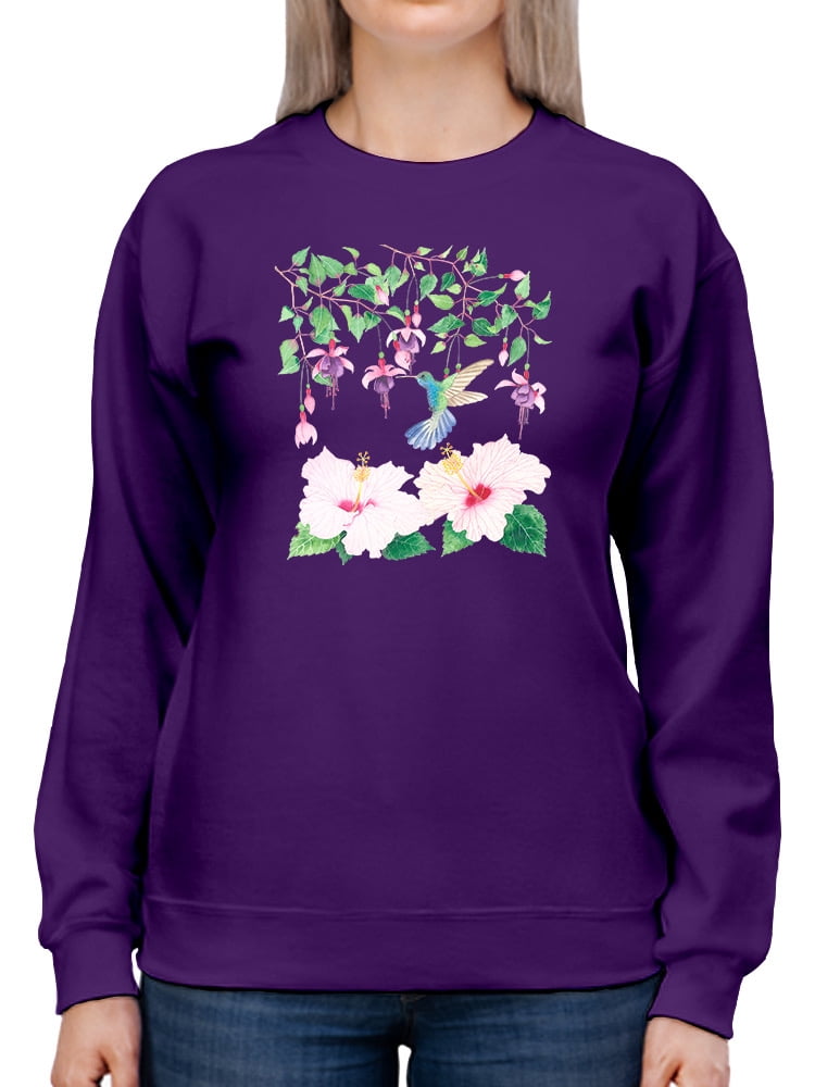 Artshine Fuschia And Hummingbird Sweatshirt Women -Gabby Malpas Designs ...