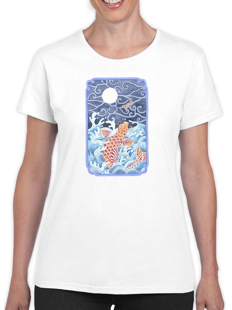Artshine Leaping Carp And Moth T-Shirt Women -Gabby Malpas Designs ...