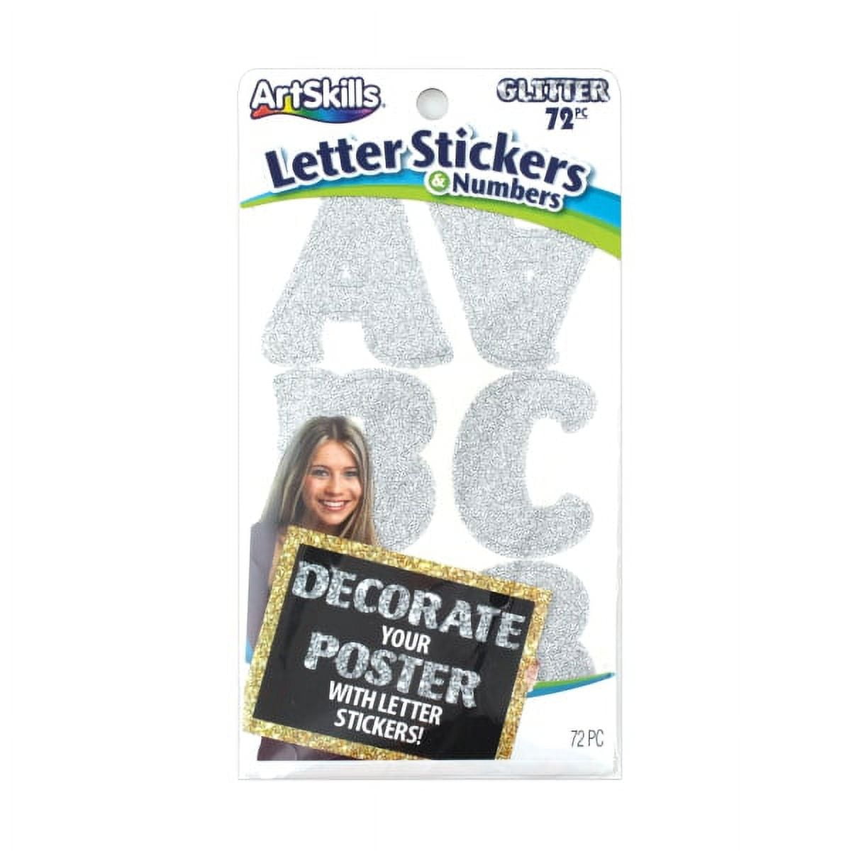 Artskills® Glitter Letter Stickers, 2 1/4", Custom, Silver, Pack Of 72 ...