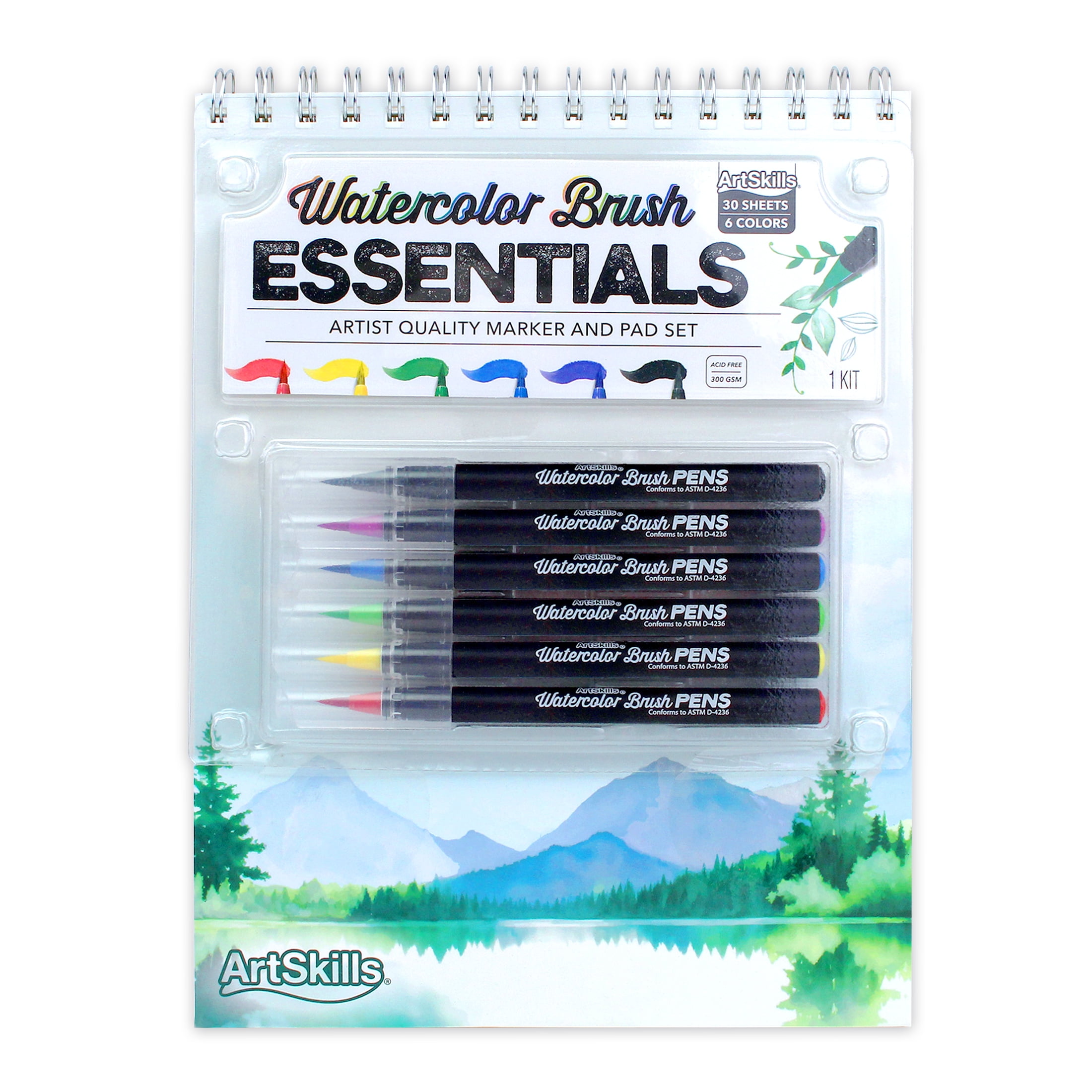 Artskills Watercolor Essentials, Watercolor Sketchbook and Water Pens ...