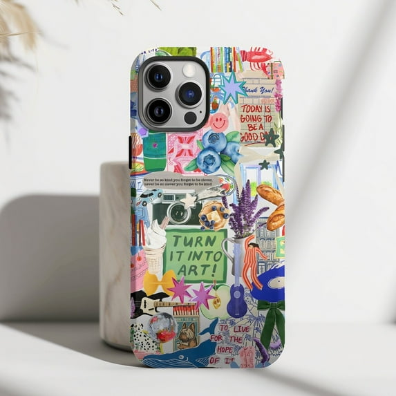 Artsy Aesthetic "Turn Into Art" Collage Themed Phone Case with iPhone ...