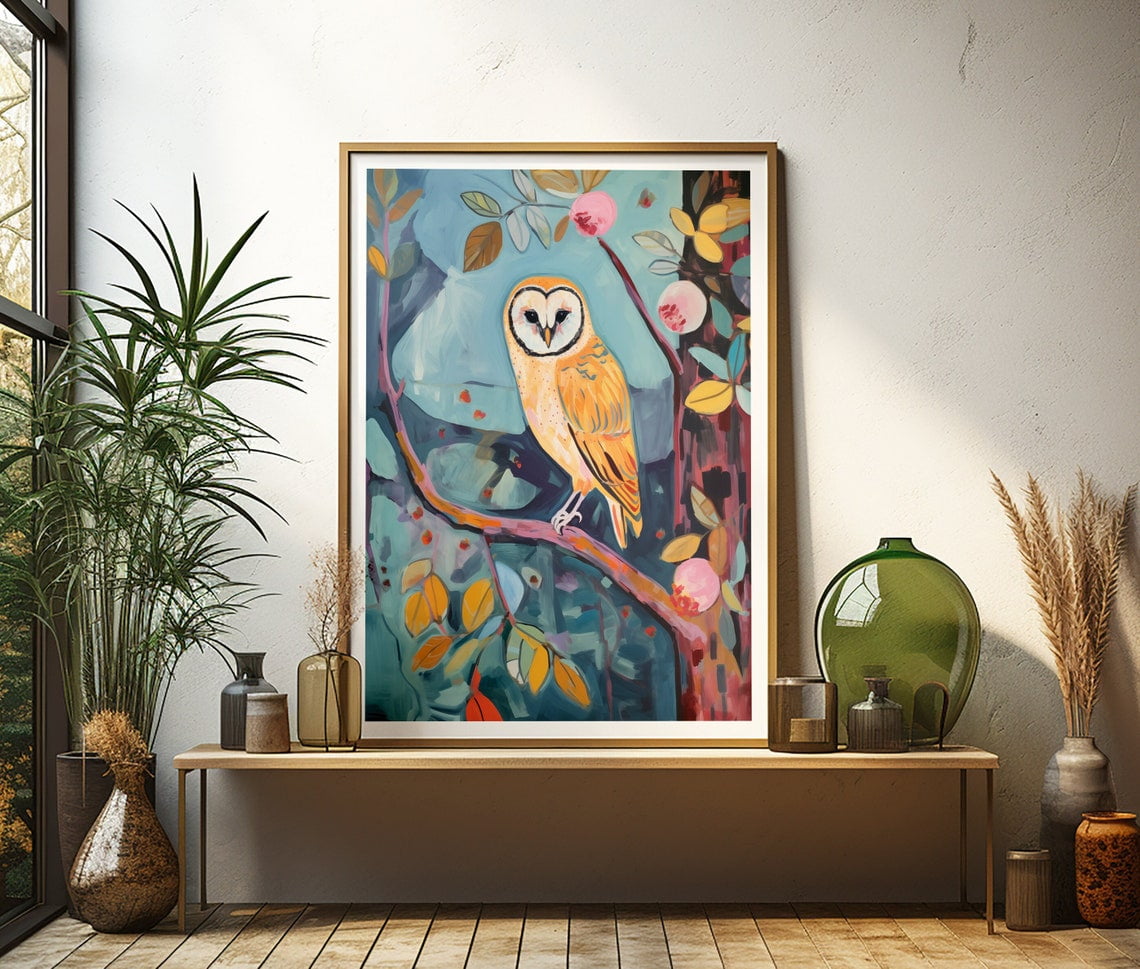 Artsy Barn Owl Rolled Poster: Whimsical Wildlife, Stretched Canvas Size 8x12 - Walmart.com