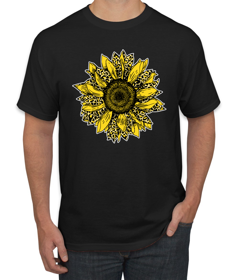 Artsy Cheetah Leopard Print Sunflower Fashion Men's Graphic T-Shirt ...
