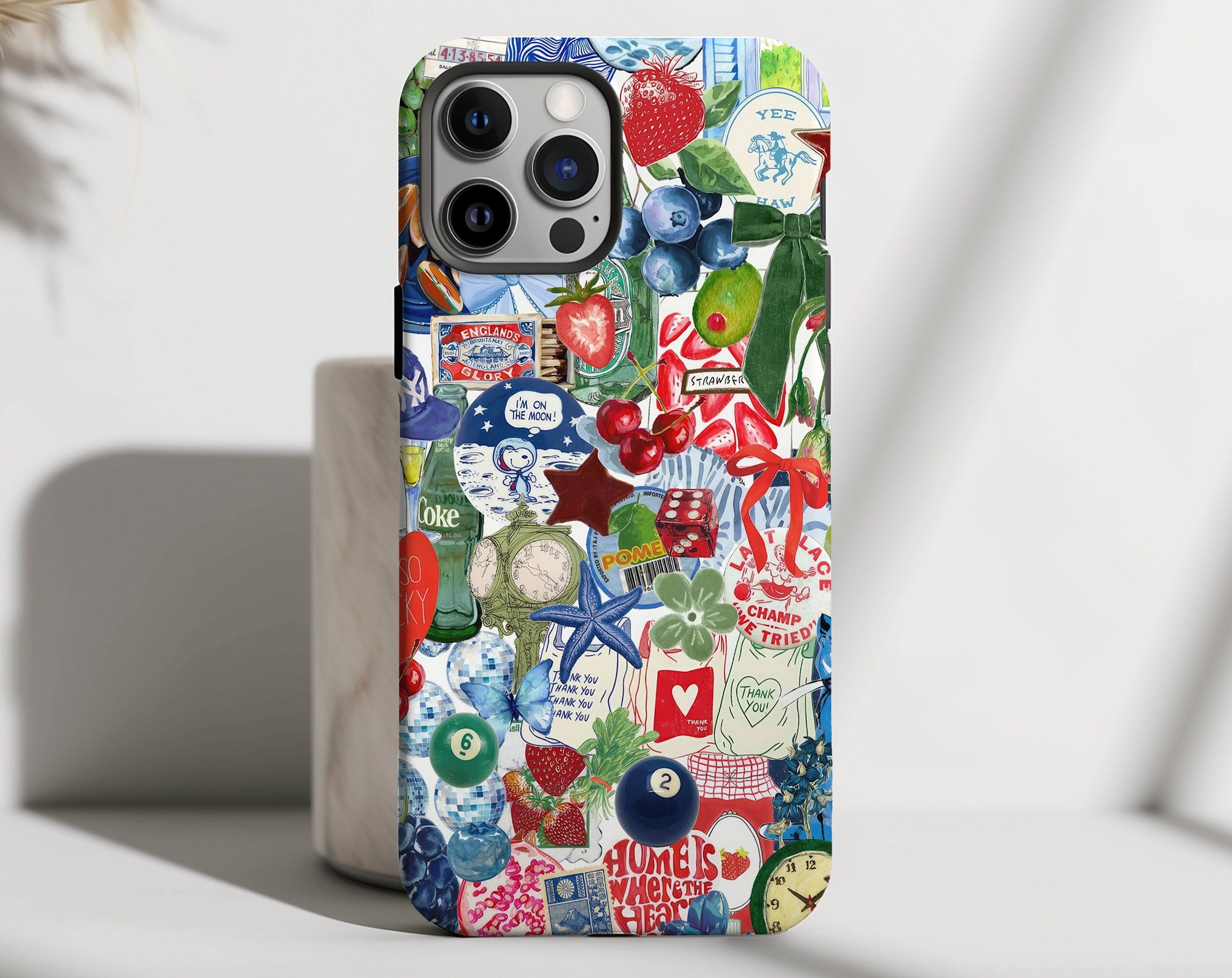 Artsy Collage Phone Case Preppy Color Mix with iPhone 17 through 11 Pro ...