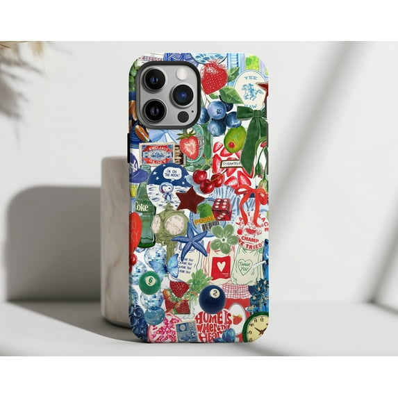 Artsy Collage Phone Case Preppy Color Mix with iPhone 17 through 11 Pro ...