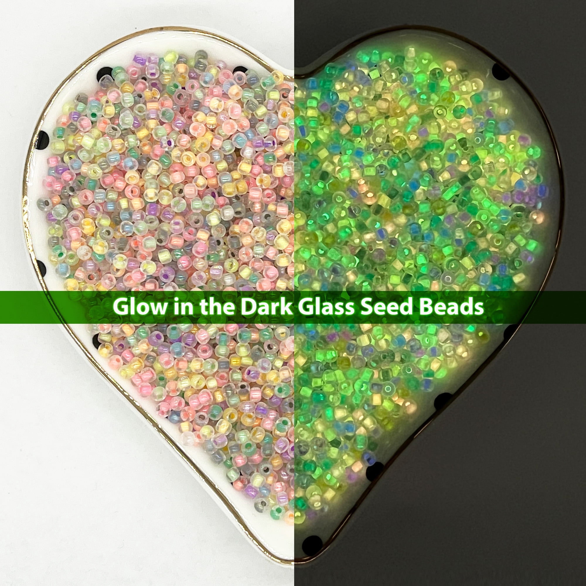 Artsy Crafts Glass Seed Beads Glow in The Dark Assorted Colors (3500 ...