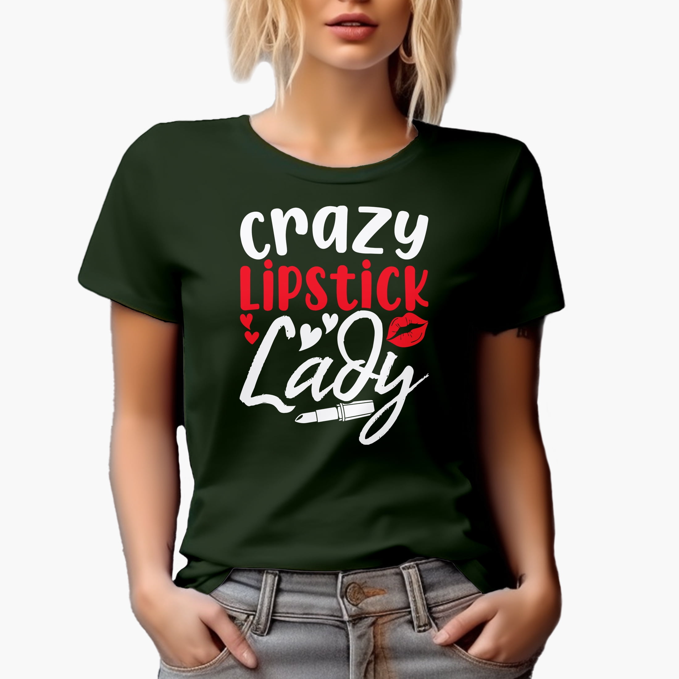 Artsy Crazy Lipstick Lady with Red Lips, Beauty Themed Merch Gift for ...