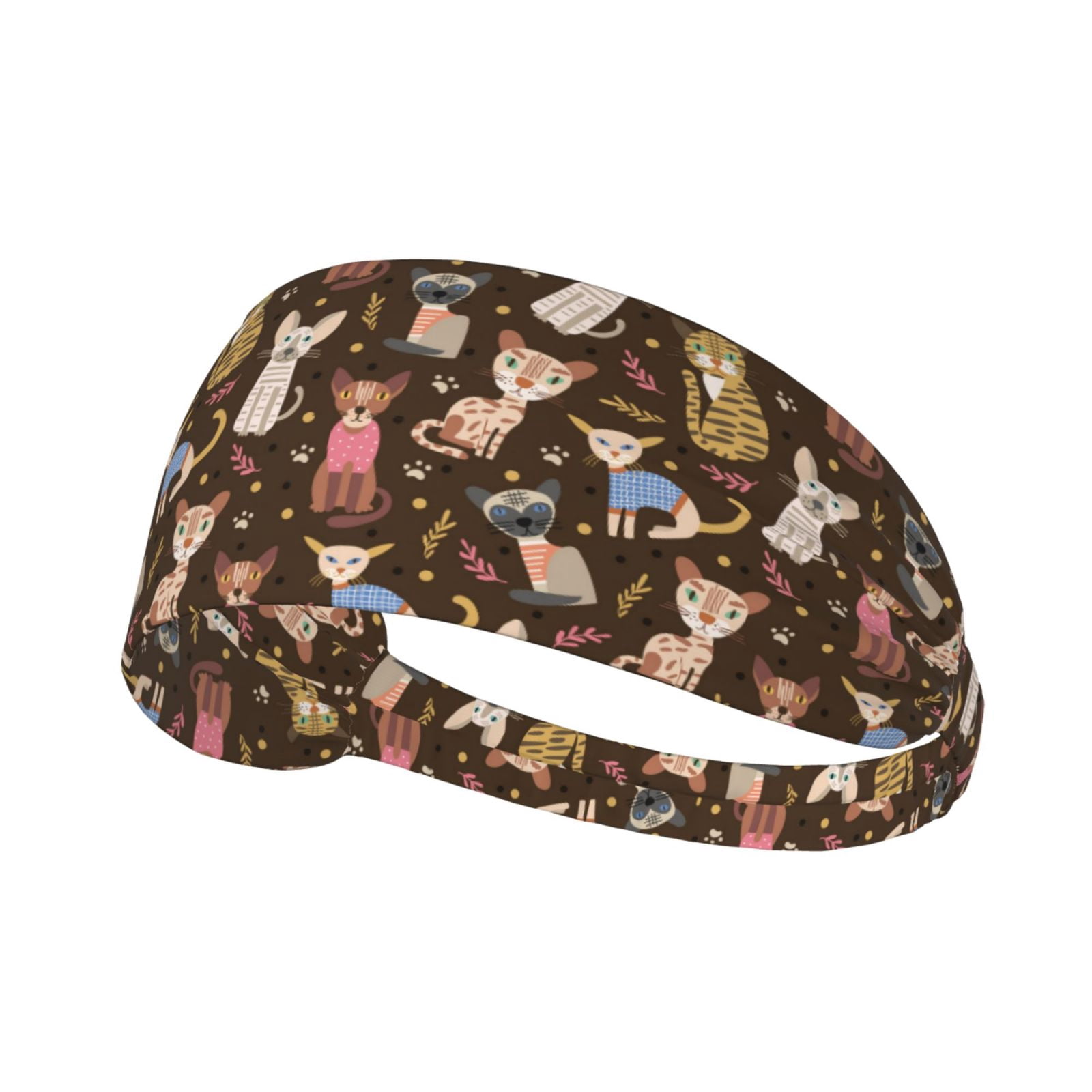 Artsy Cute Painted Cats Headbands for Women Men, Workout Elastic Sweat ...