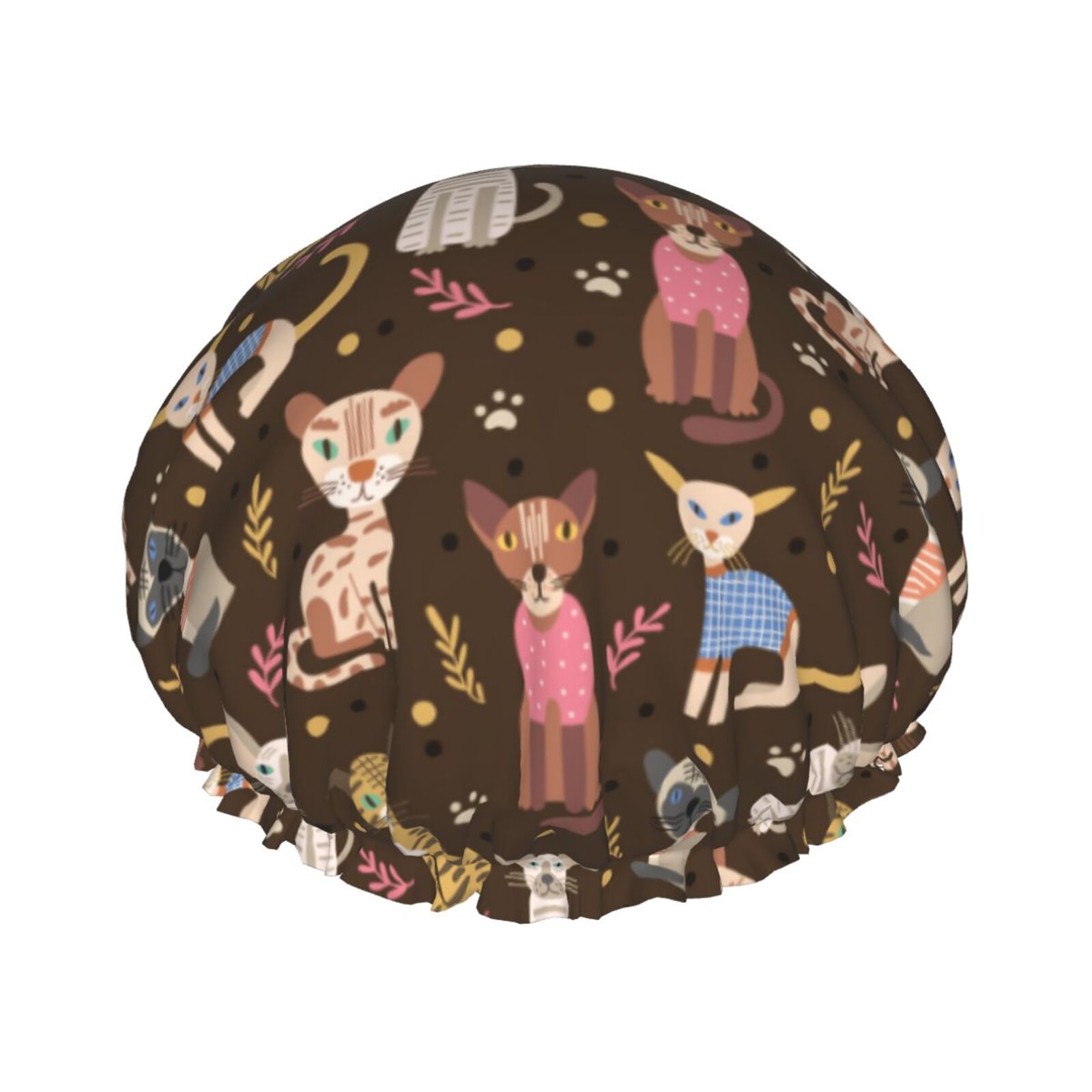 Artsy Cute Painted Cats Shower Cap, Reusable Bath Hair Hat for all Hair ...