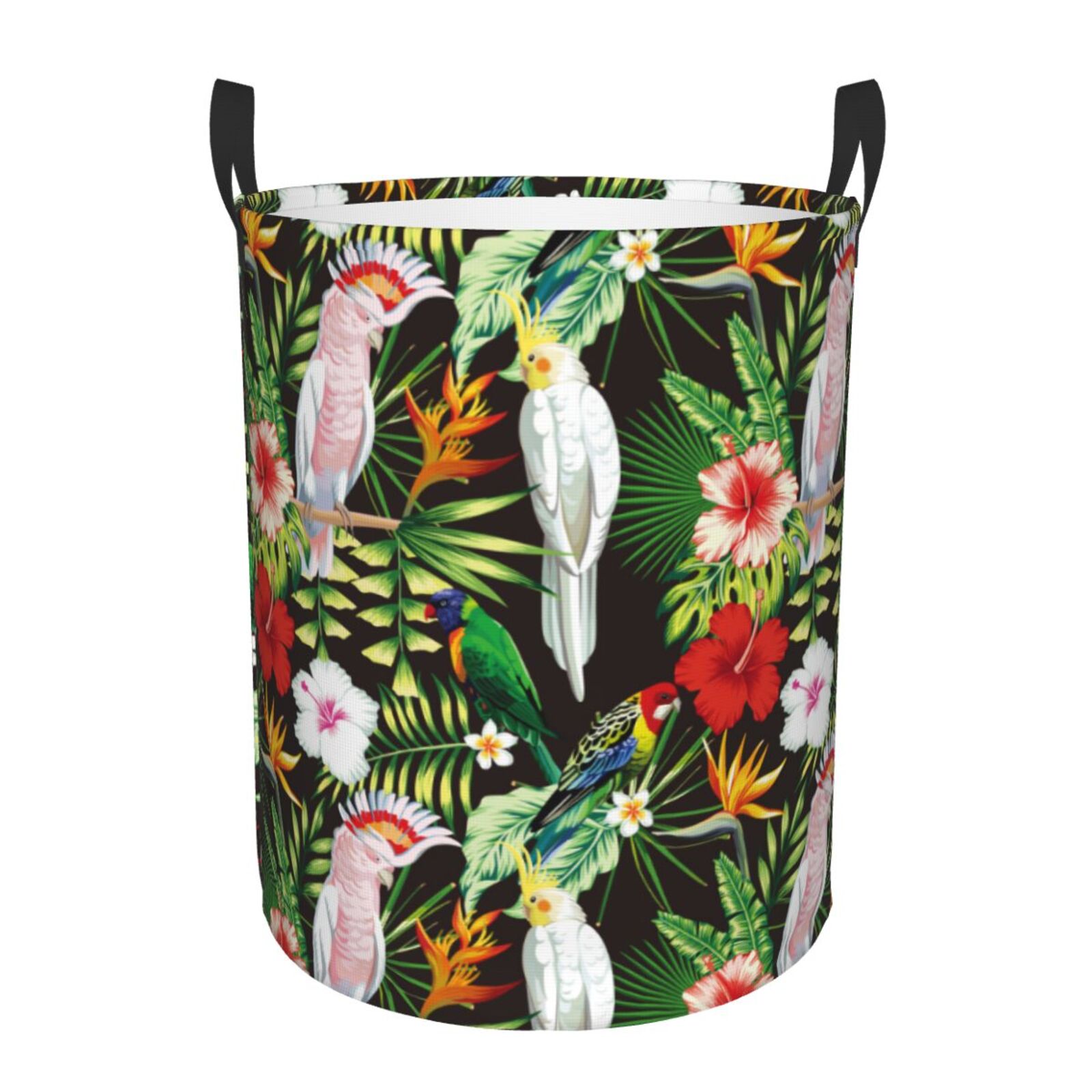 Artsy Cute Parrot Palm Leaves Laundry Basket, Laundry Hamper Waterproof ...