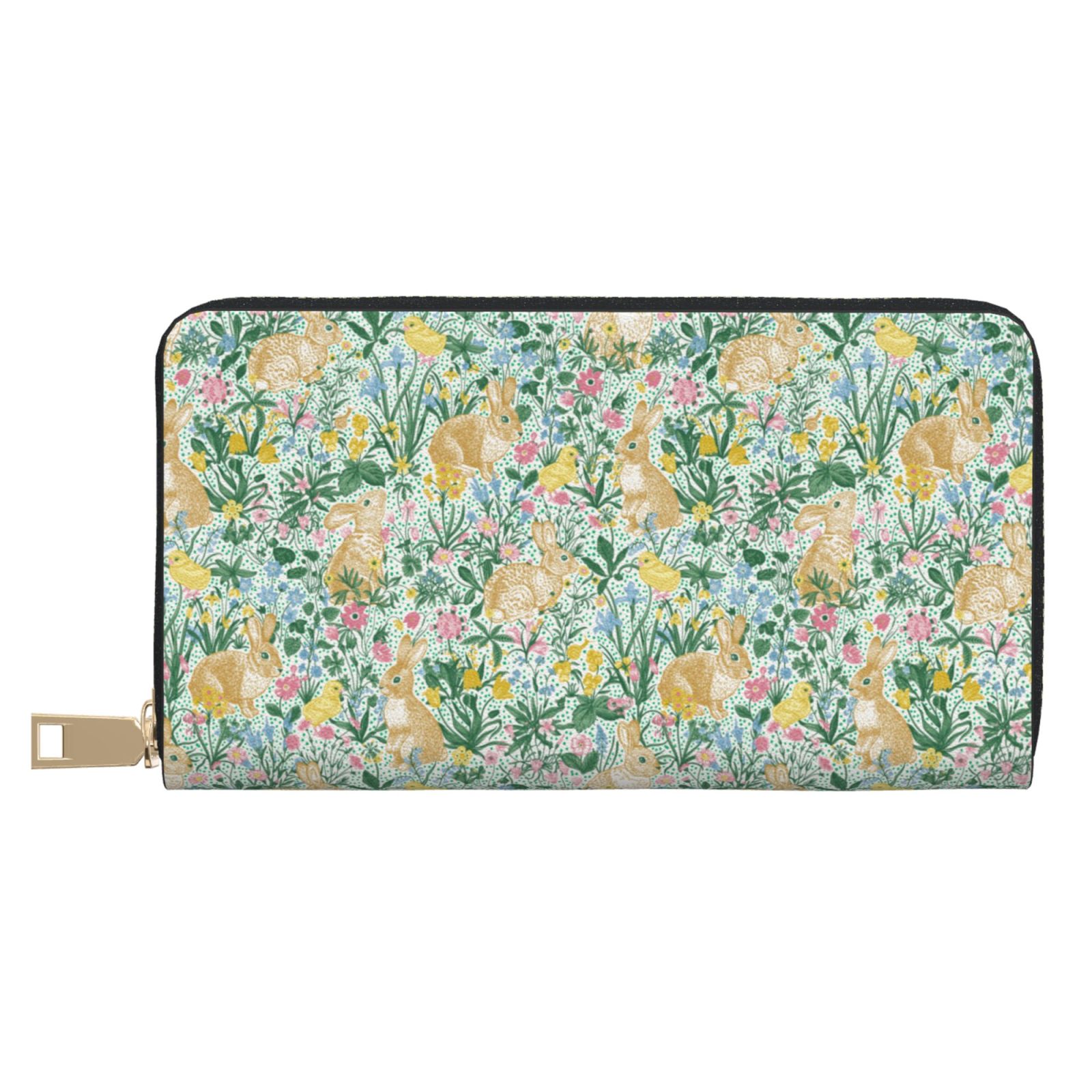 Artsy Cute Rabbit Chicken Flower Wallet Women, Leather Bifold Multi ...