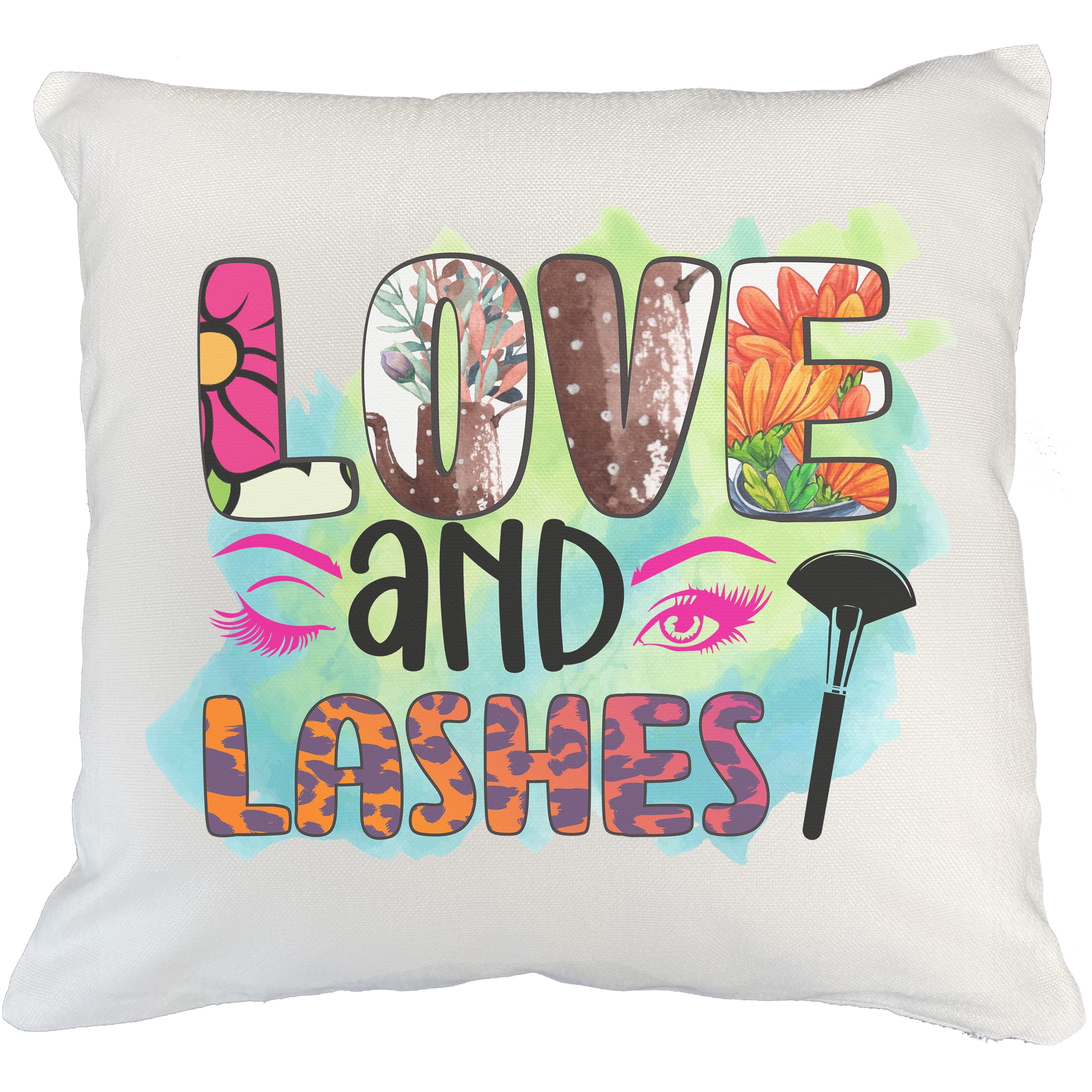 Artsy Floral Watercolor Love & Lashes Quote Text & Girly Graphic Design - Beauty Themed Merch ...